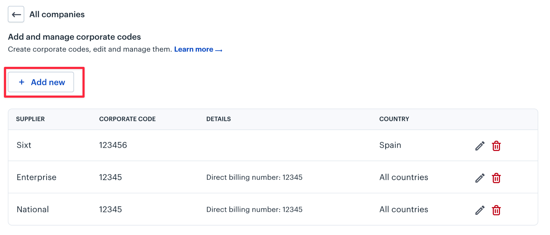 Add rental car corporate rates to your account – Help center